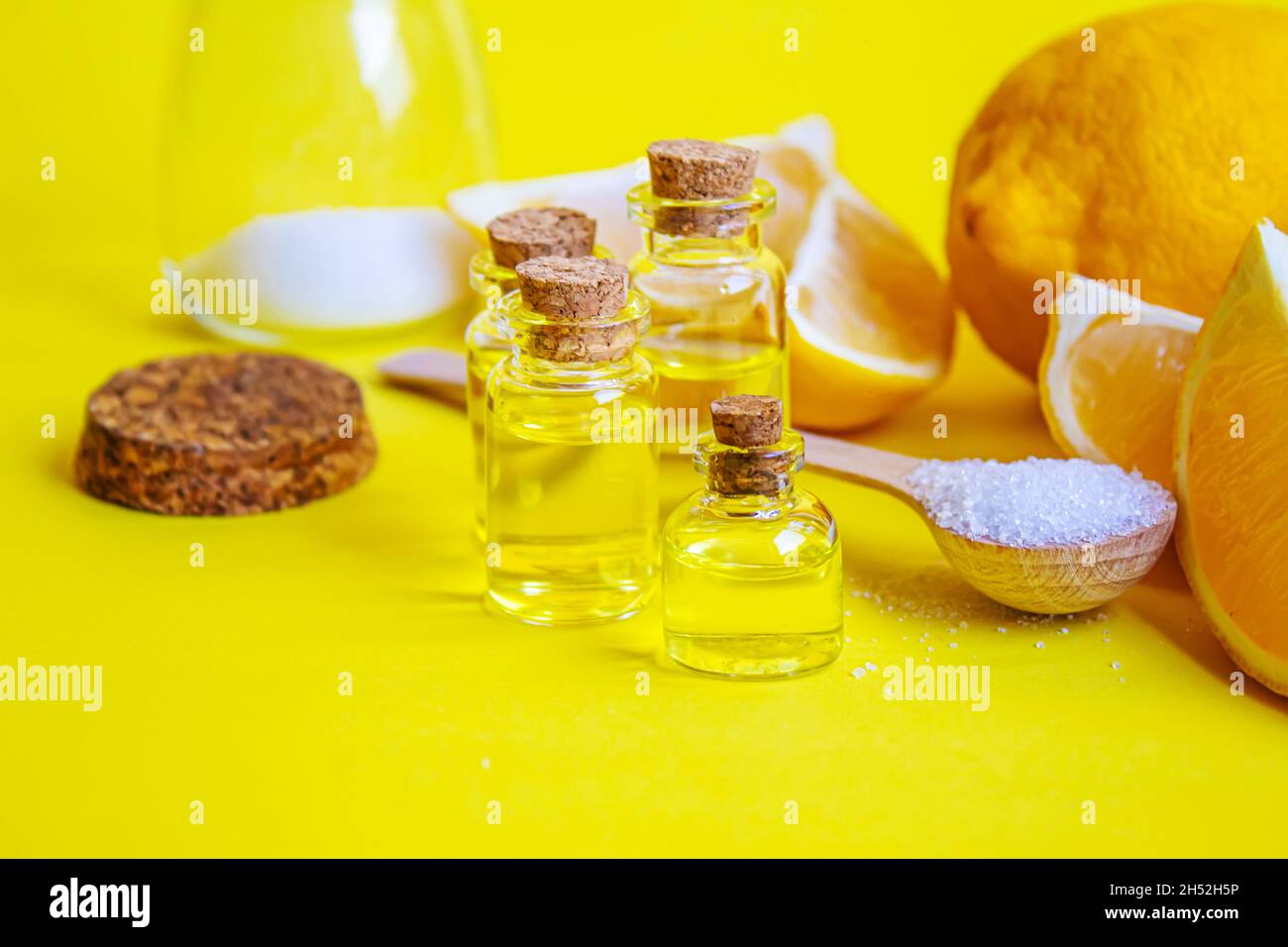 Citric acid on a yellow background. Selective focus.nature Stock Photo ...