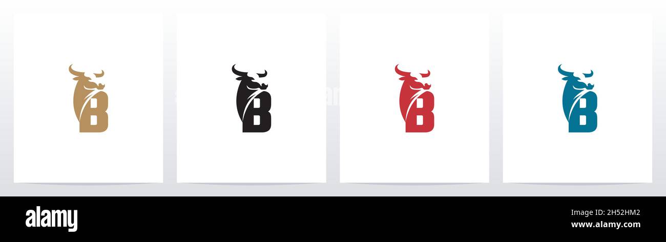 Buffalo Head On Letter Logo Design B Stock Vector Image & Art - Alamy