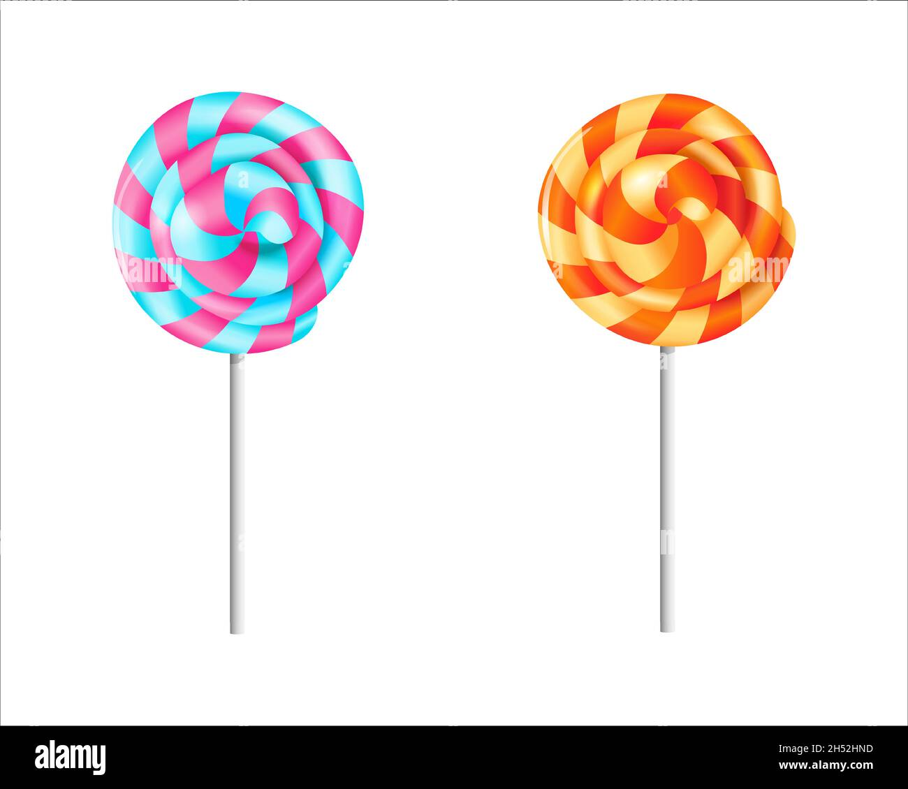 Set of spiral striped sweet lollipops isolated on white background ...