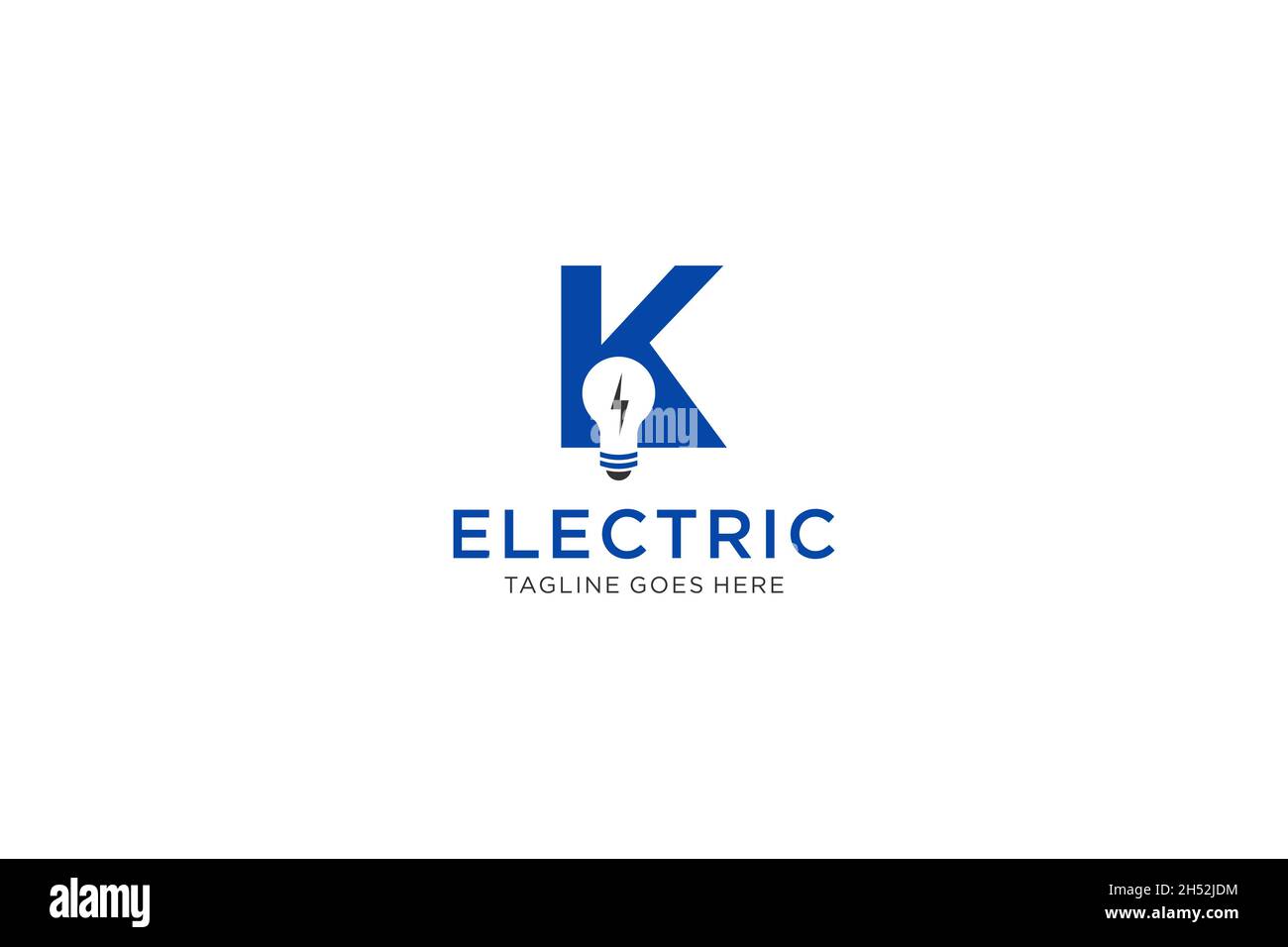 K Letter Logo Design With Light bulb and lightning bolt. Electric Bolt ...
