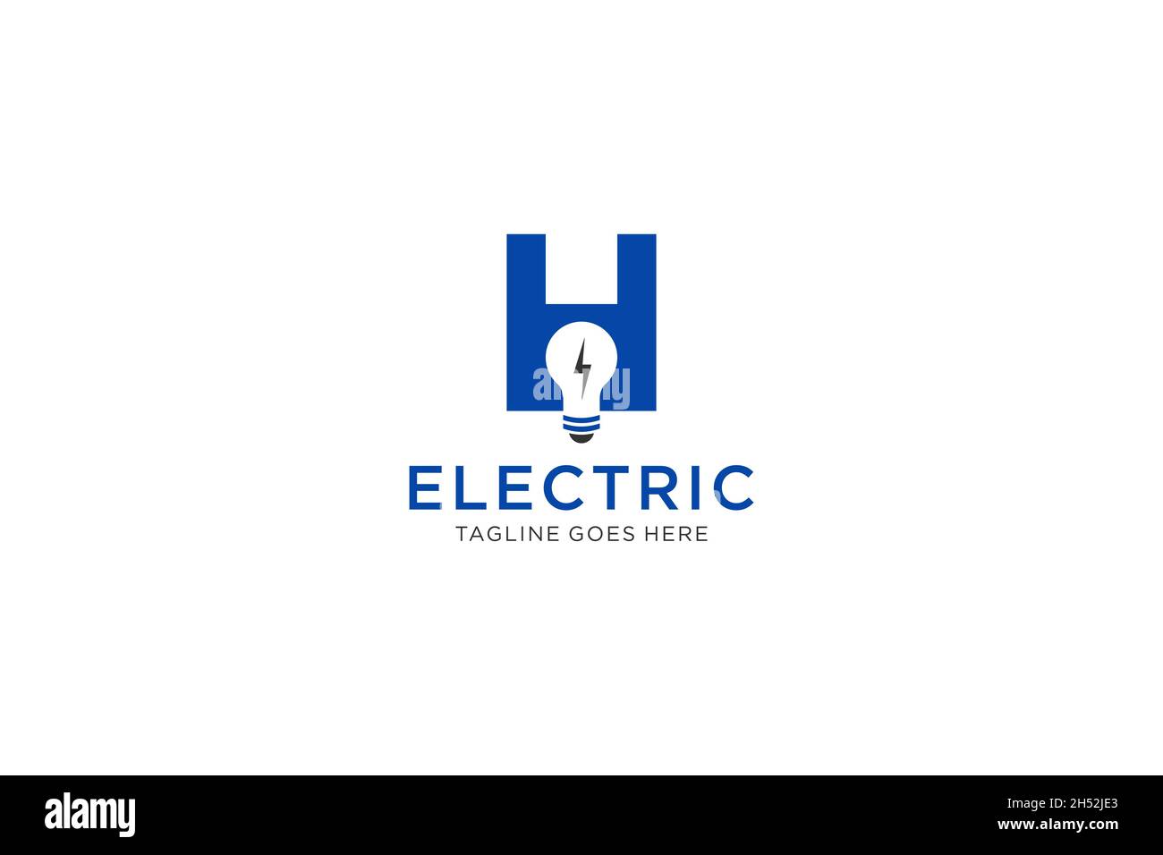 H Letter Logo Design With Light bulb and lightning bolt. Electric Bolt ...