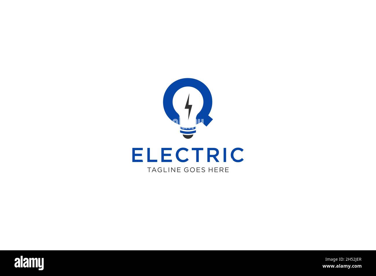 Q Letter Logo Design With Light bulb and lightning bolt. Electric Bolt ...