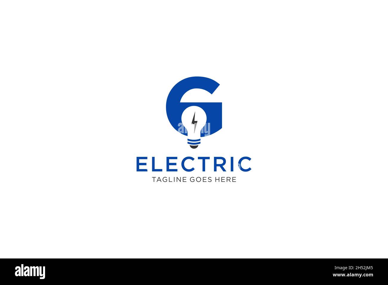 G Letter Logo Design With Light bulb and lightning bolt. Electric Bolt ...