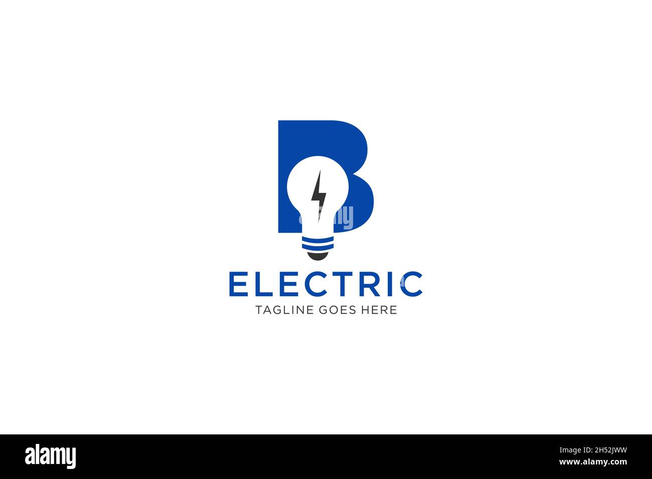B Letter Logo Design With Light bulb and lightning bolt. Electric Bolt ...