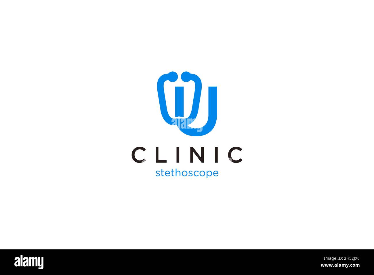 Letter U Logo with stethoscope for medical and pharmacy vector Stock ...