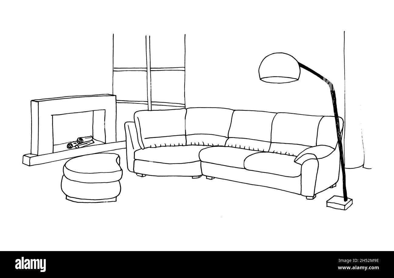 Living room fireplace home Cut Out Stock Images & Pictures - Alamy