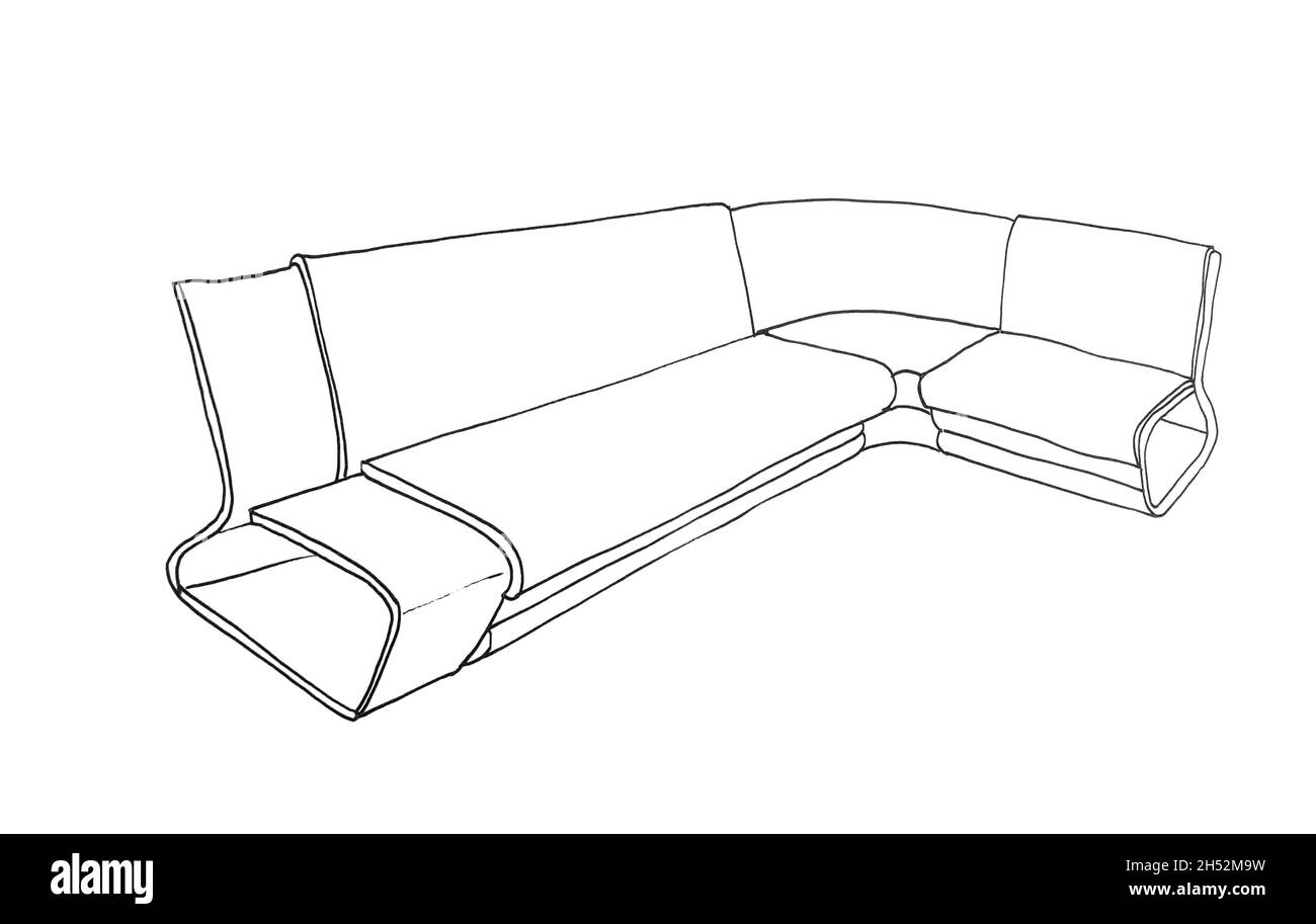 Graphical sketch of an interior room, sofa, liner Stock Photo - Alamy