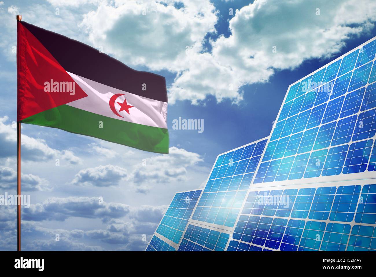 Western Sahara solar energy, alternative energy industrial concept with ...