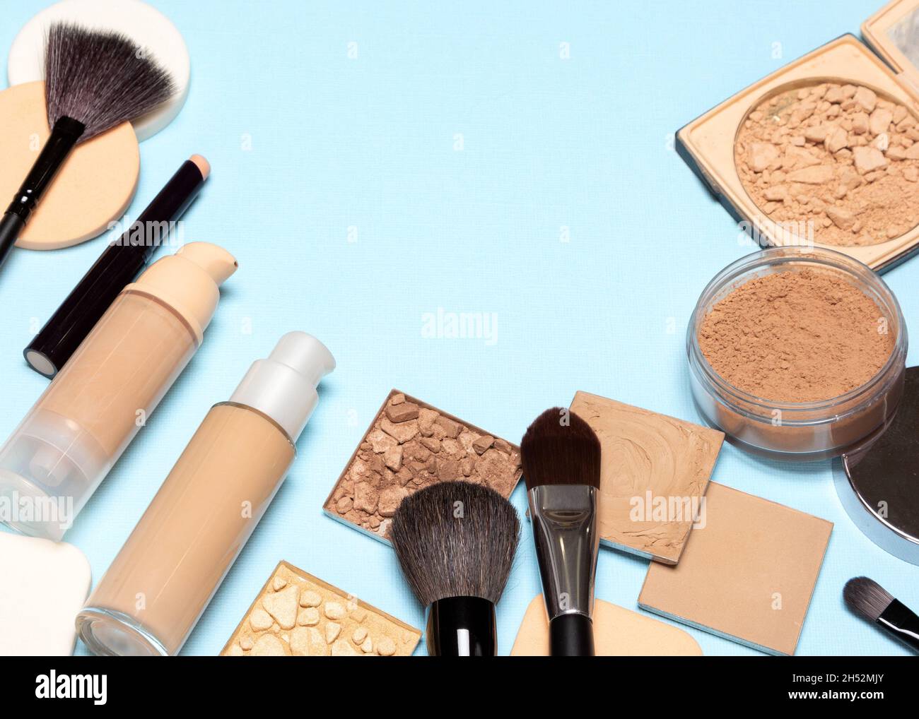 Corrective makeup products. Concealer stick, primer, liquid and cream ...