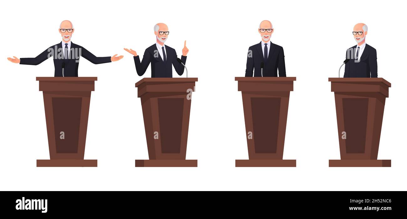 Man Speaking on Podium Orator, politician, Businessman Cartoon ...