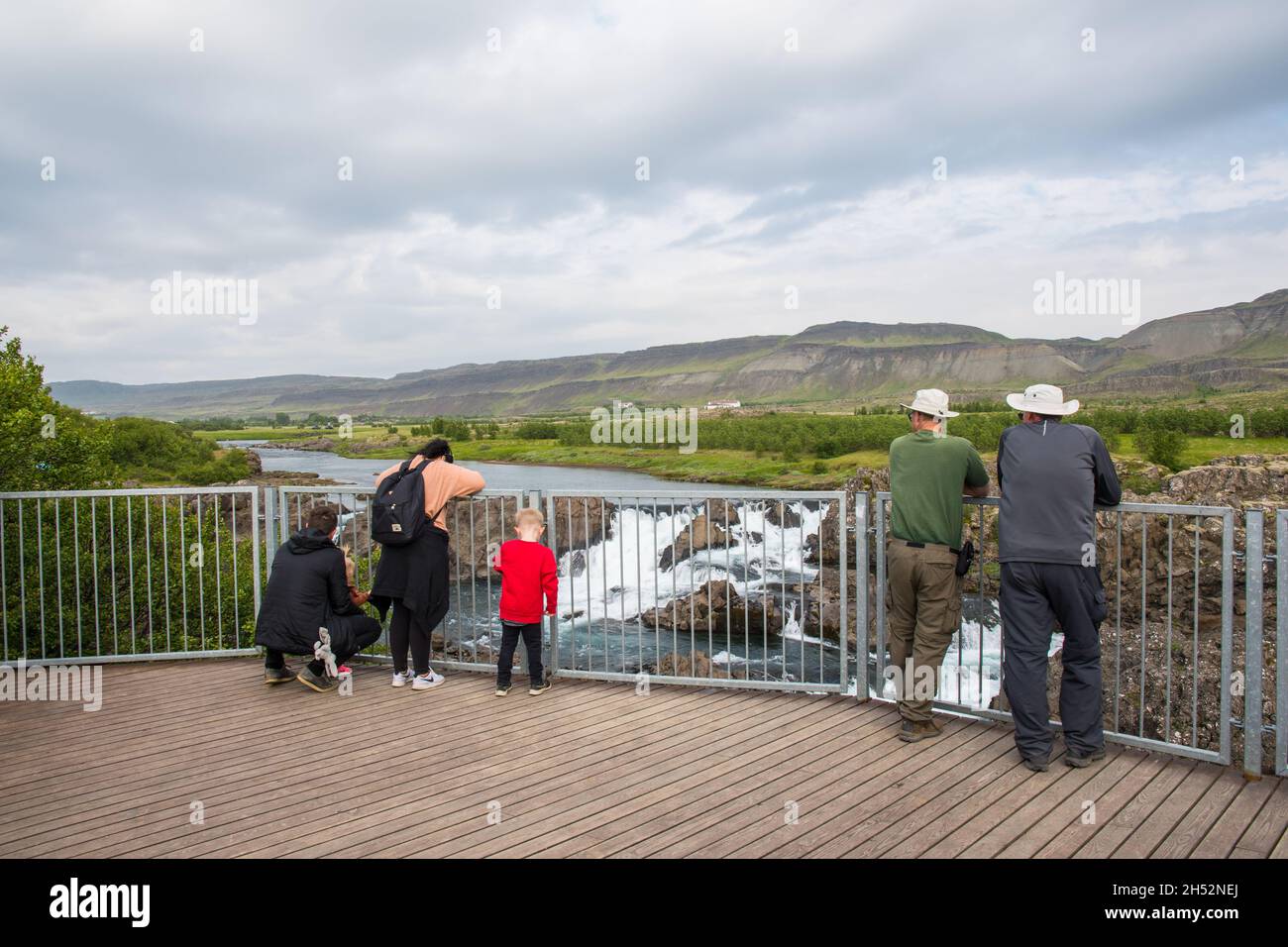 Borgarfjordur Iceland - July 4. 2021: Tourist enjoying the view of ...