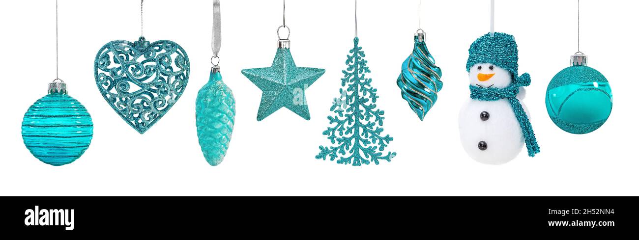 Set of hanging toys for the Christmas tree. Snowman, star, pine cone ...