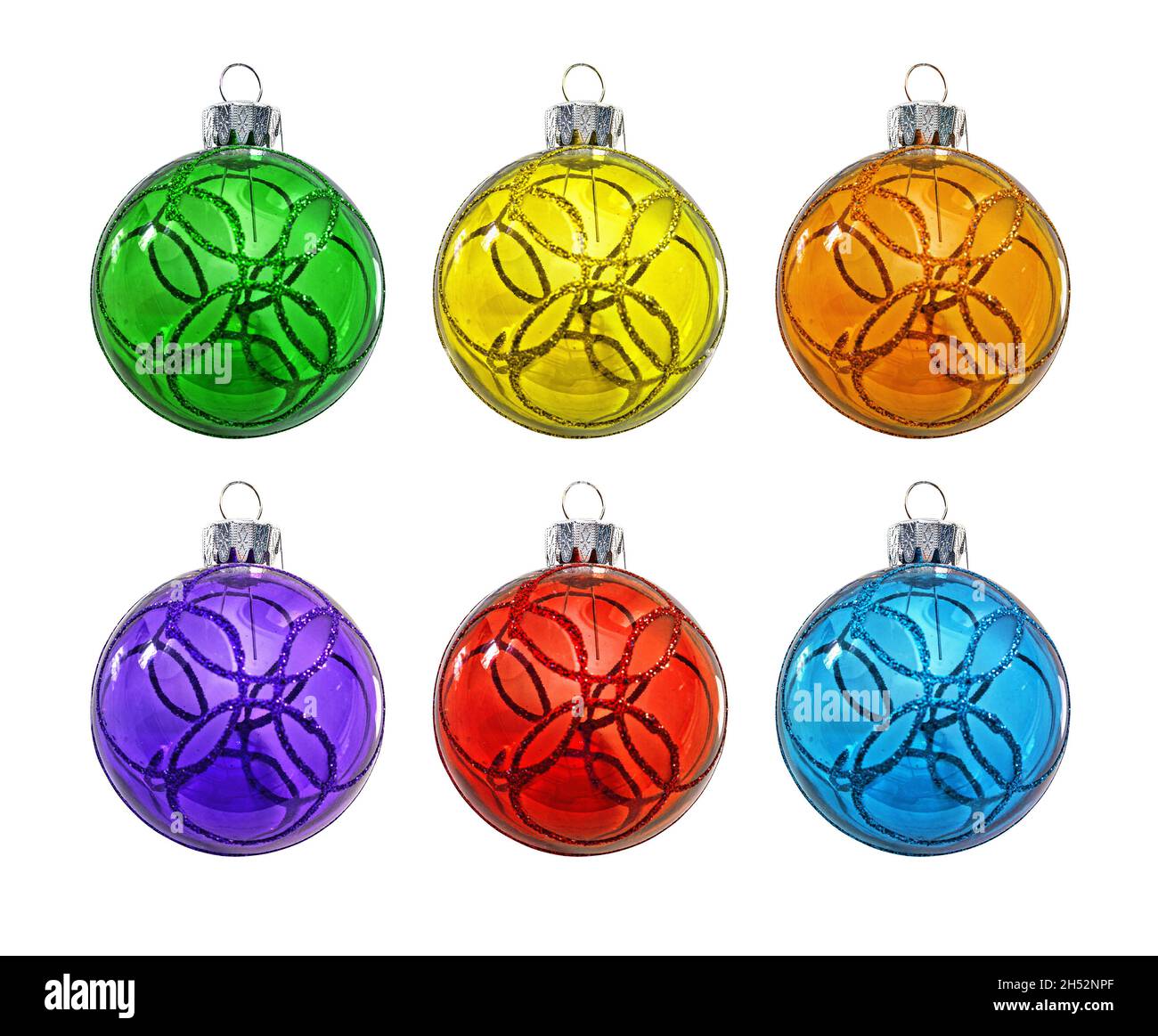 Set collection christmas color ball. Isolated on white Stock Photo - Alamy
