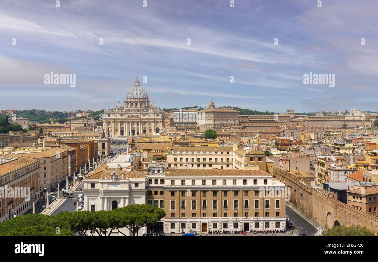 aerial view of the Vatican city with St. Peter's Basilica in the ...