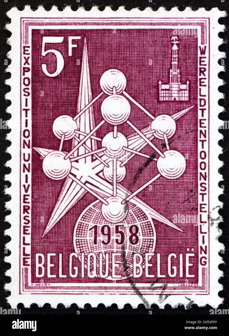 BELGIUM - CIRCA 1958: a stamp printed in Belgium shows The Atom and ...