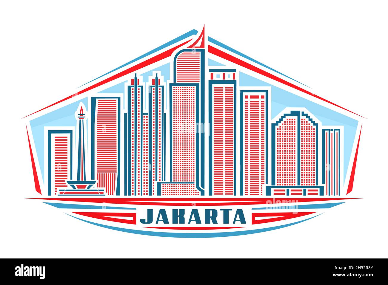 Vector illustration of Jakarta, horizontal label with linear design ...