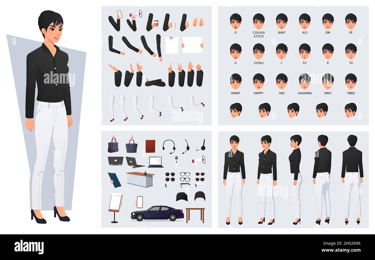 Office Woman Formal Wearing Pants and Shirt Character Constructor with ...