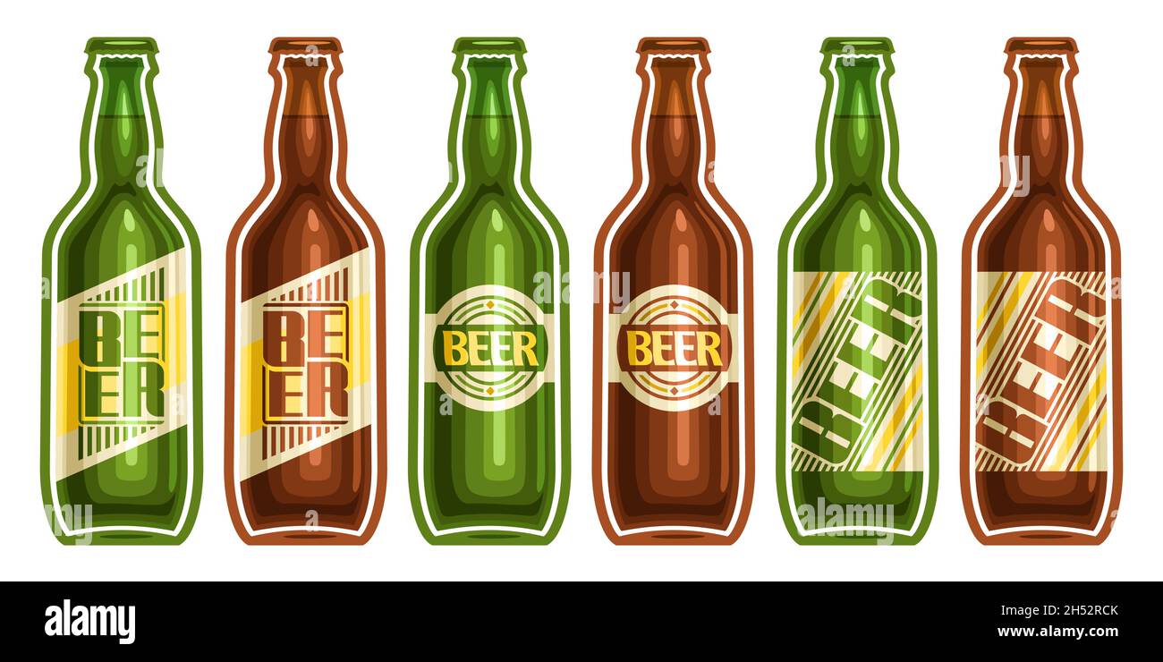 Vector Beer Bottles Set, lot collection of cut out illustrations ...