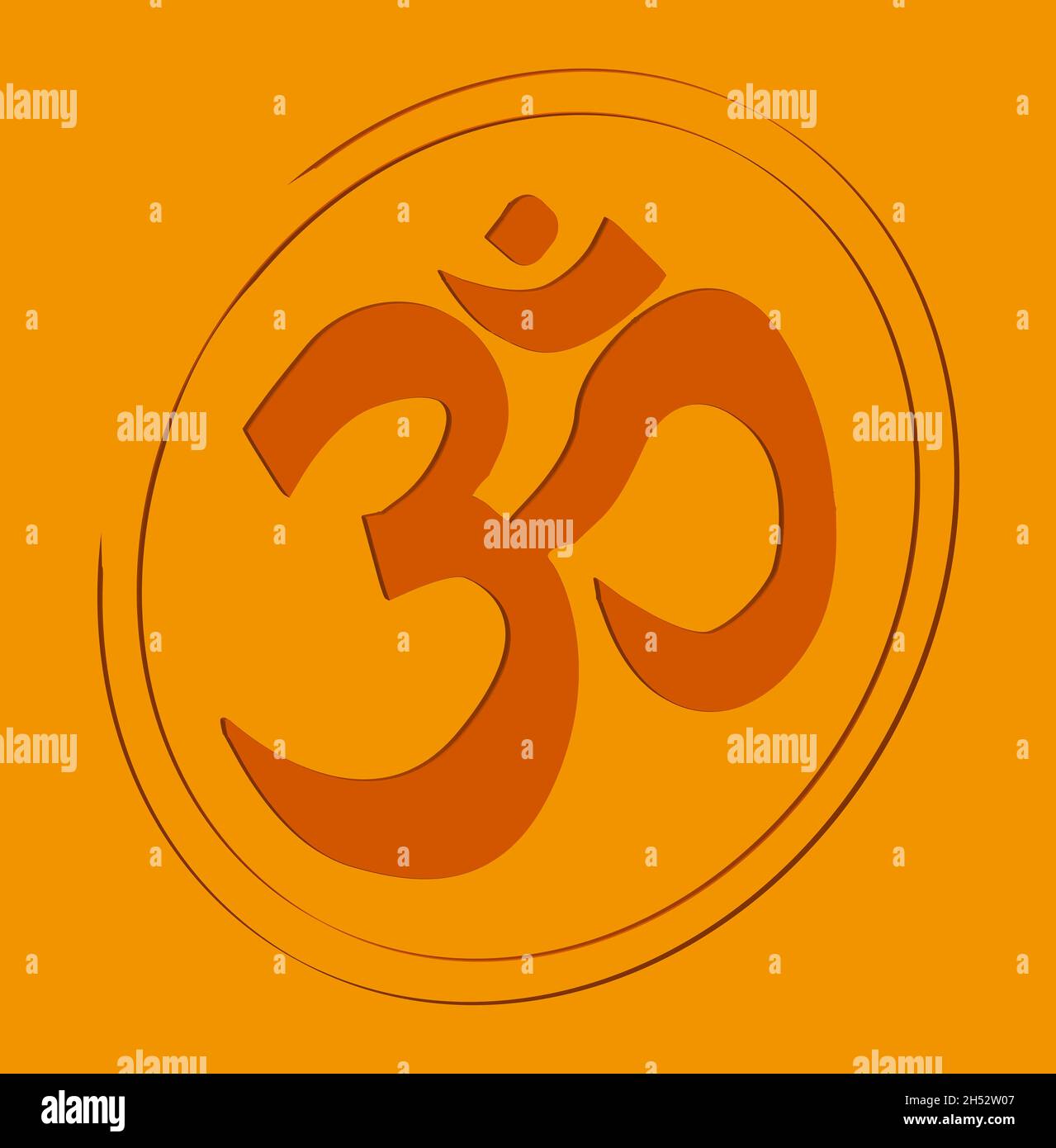 The symbol for 'OM' set on orange as used by eastern cultures Stock ...