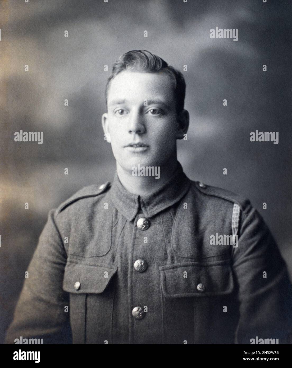 A First World War era portrait of a British soldier, a Private named Tom, taken in Darwen ...
