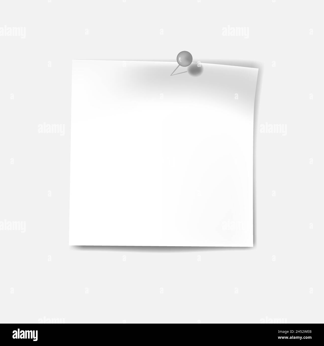 White blank note paper sheet with push pin. Reminder, vector mock-up ... White blank note paper sheet with push pin. Reminder, vector mock-up ...