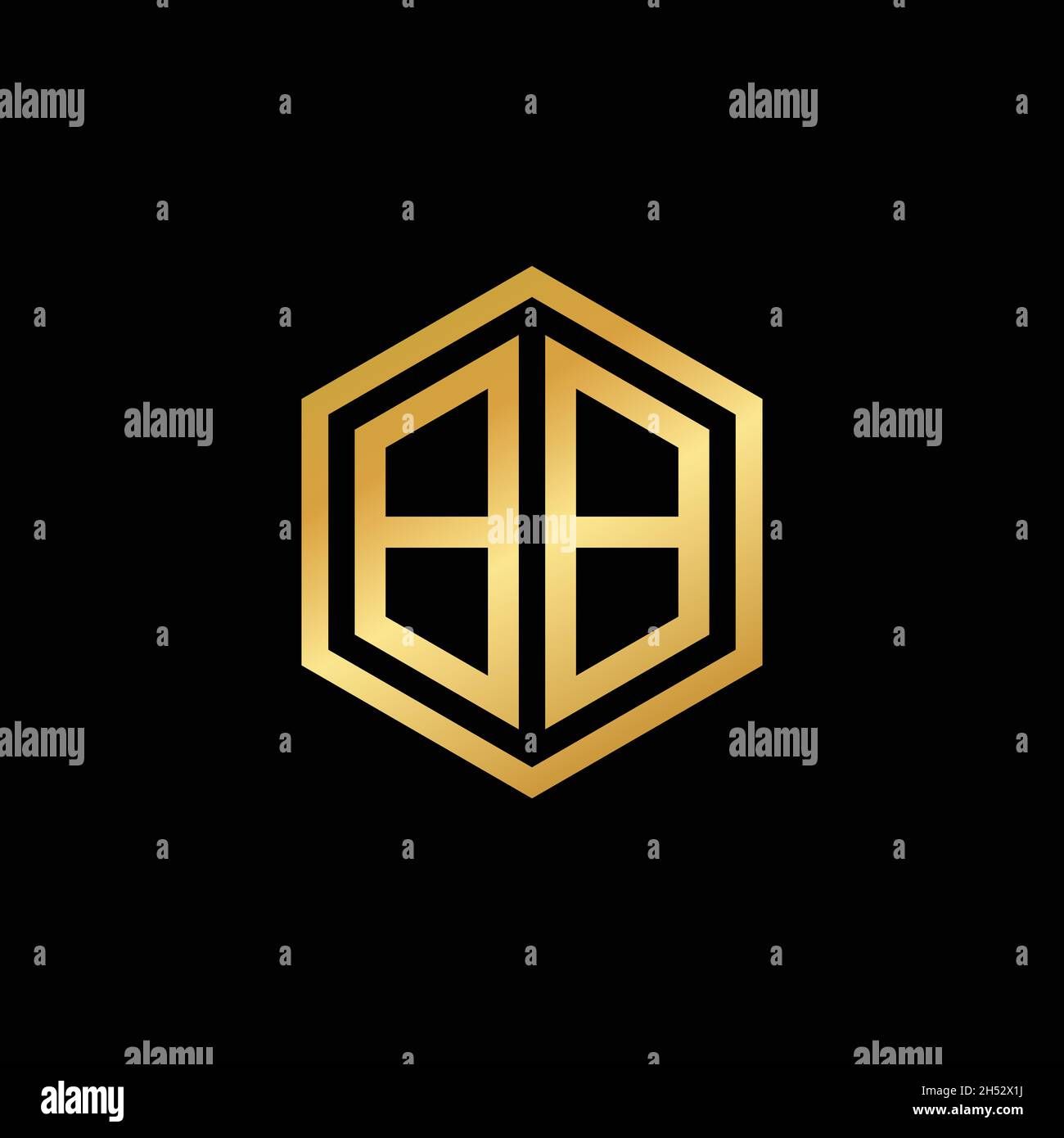 golden initial letter BB hexagon logo design vector Stock Vector Image ...