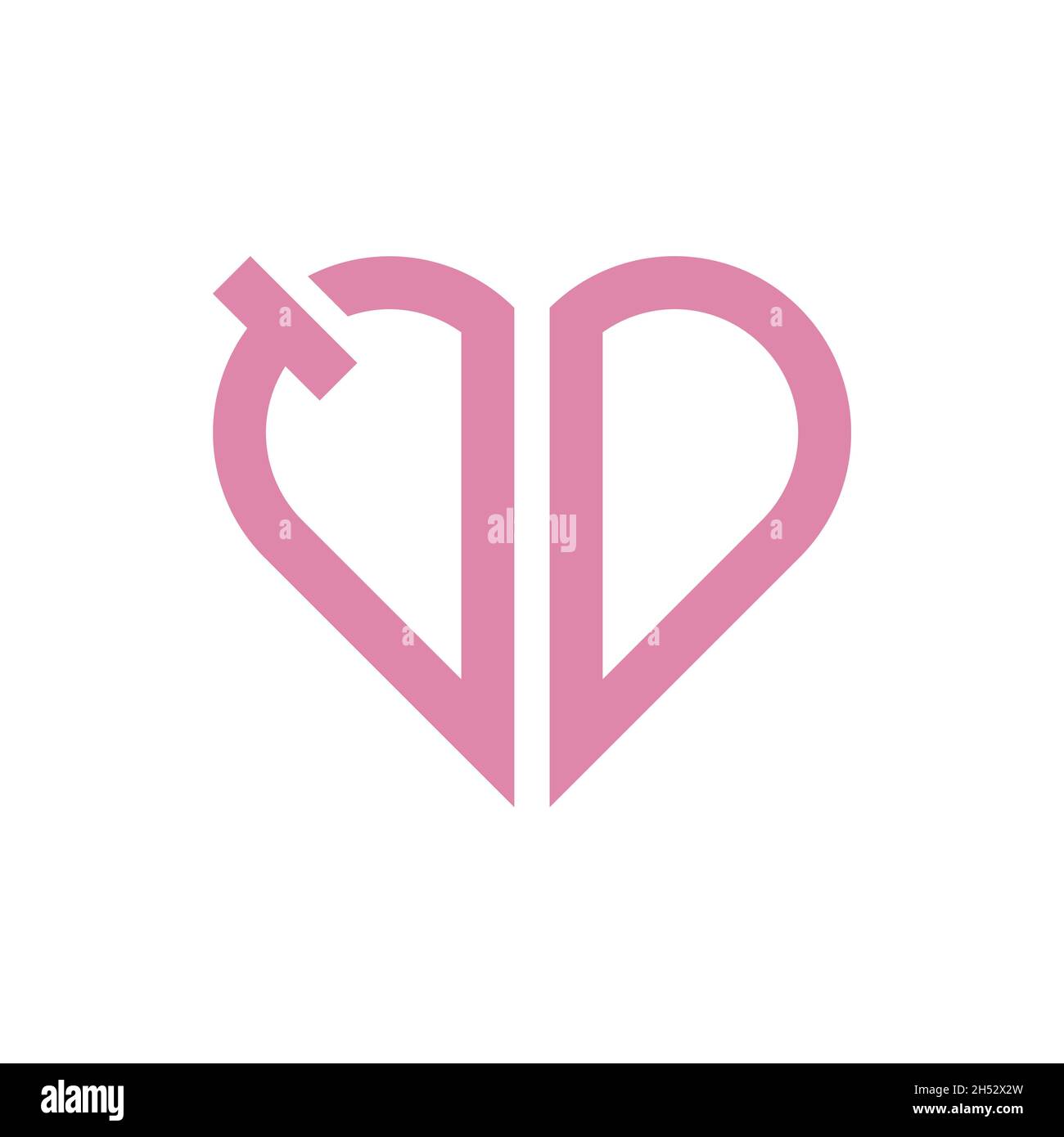 Initial Letter QD Love Heart Logo Design vector Stock Vector Image ...