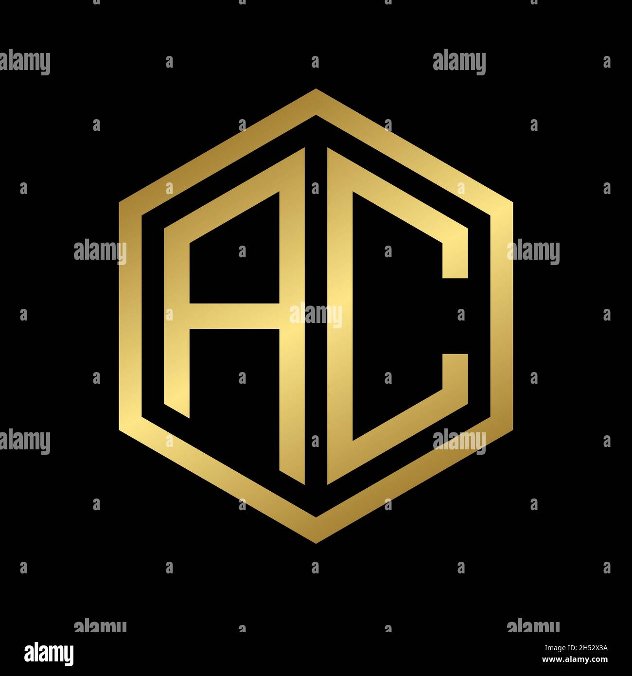 golden initial letter AC hexagon logo design vector Stock Vector Image ...