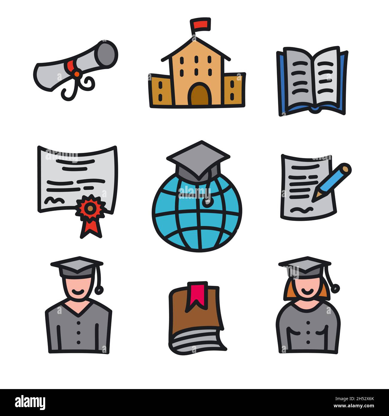 illustration of the education and knowledge icons set Stock Vector ...