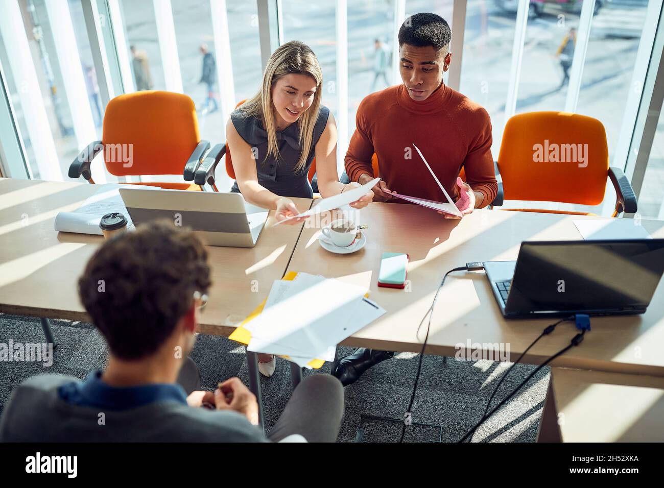 multiethnic business people interview man candidate for creative job ...