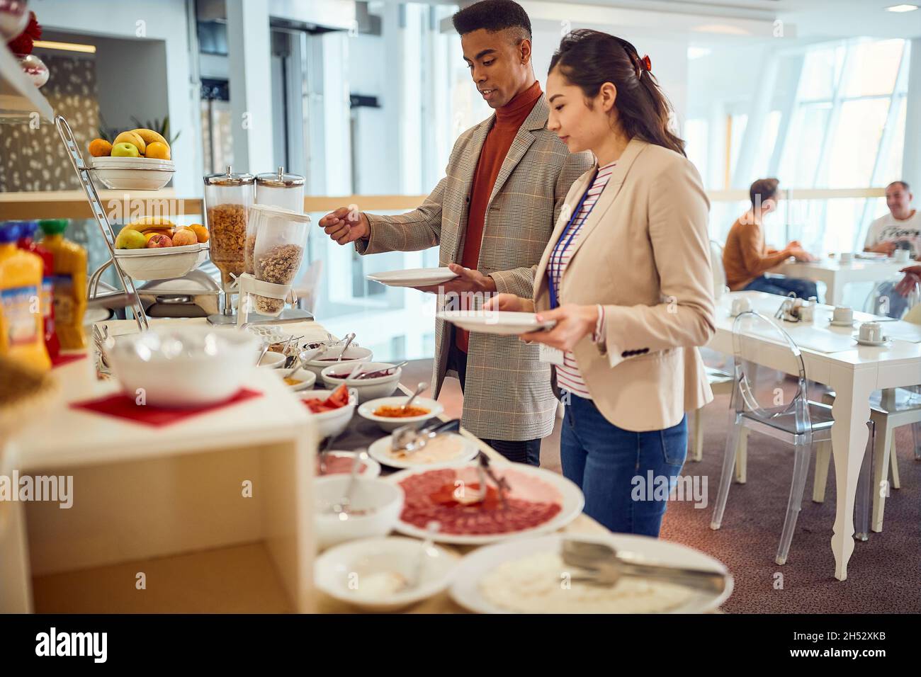 Business People Having Meal Together.serving food to customers Stock ...