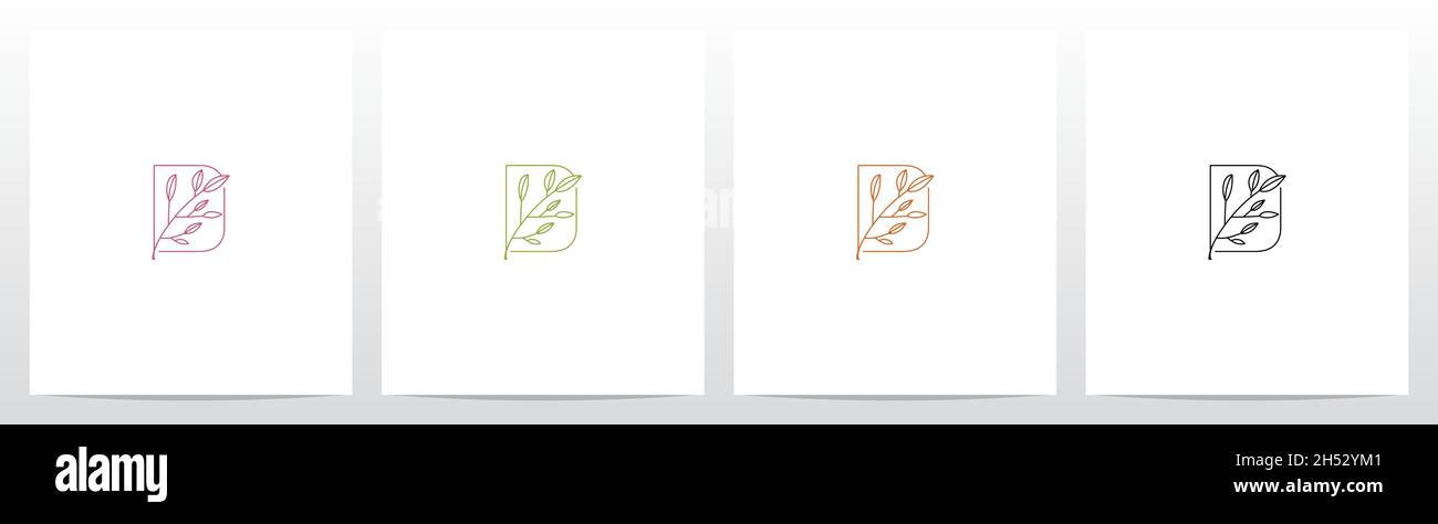 Branch With Leaves On Letter Logo Design D Stock Vector Image & Art - Alamy