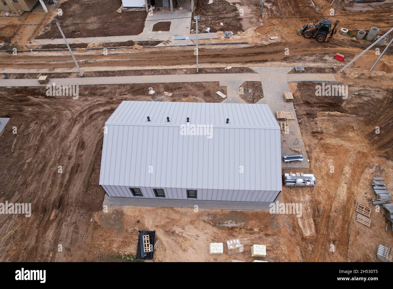 Building a country house of expanded-clay concrete blocks. Unfinished ...