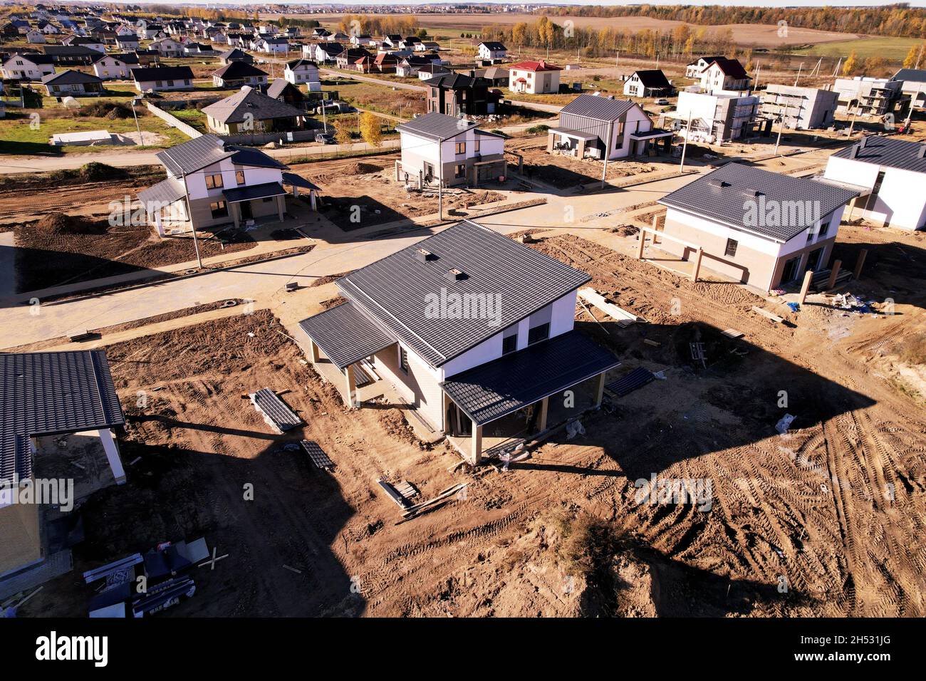 Building a country house of expanded-clay concrete blocks. Unfinished ...