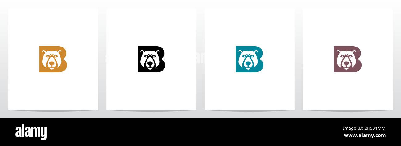 Bear Head On Letter Logo Design B Stock Vector Image & Art - Alamy