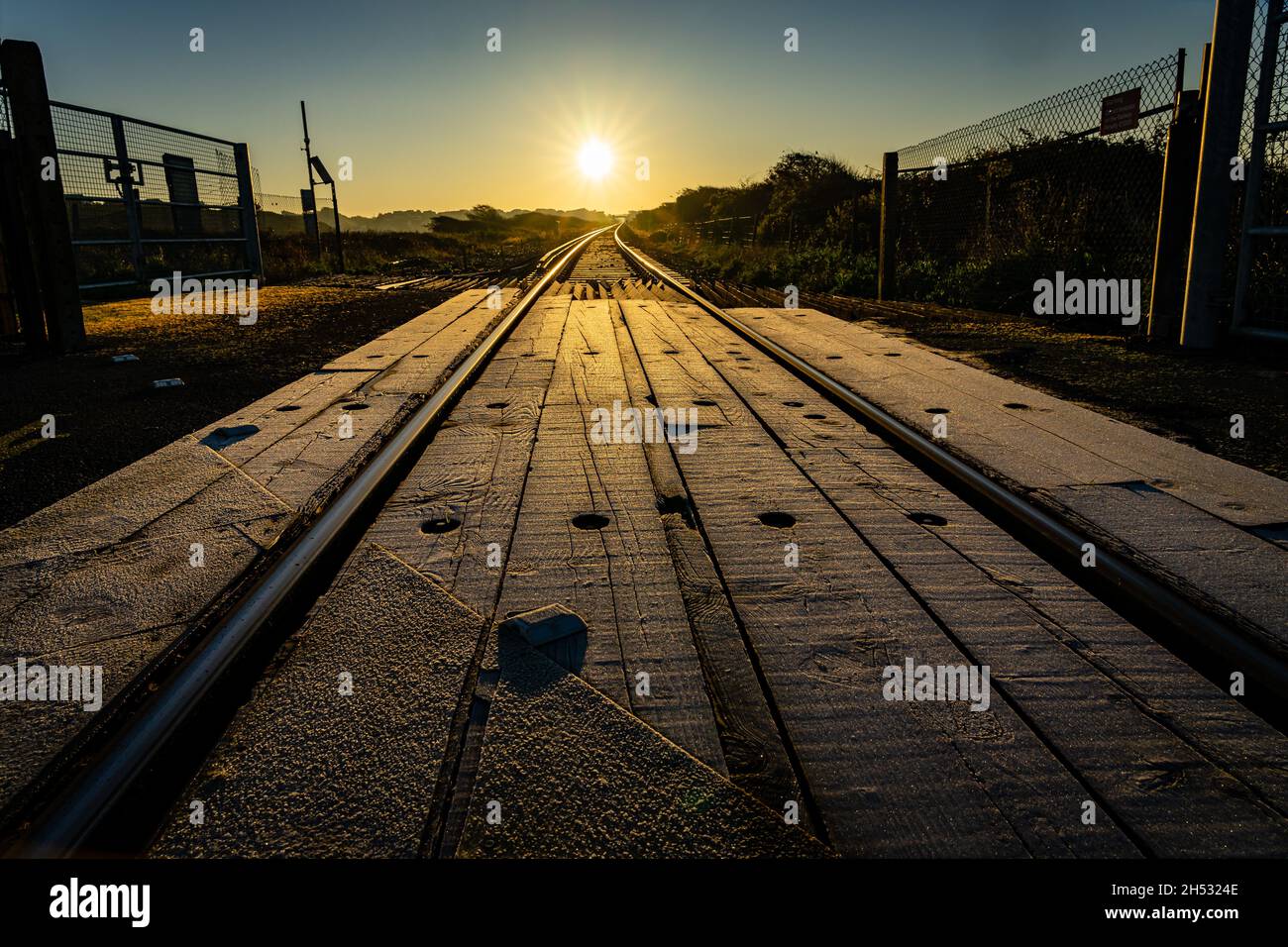 Frost and ice on the tracks Stock Photo - Alamy