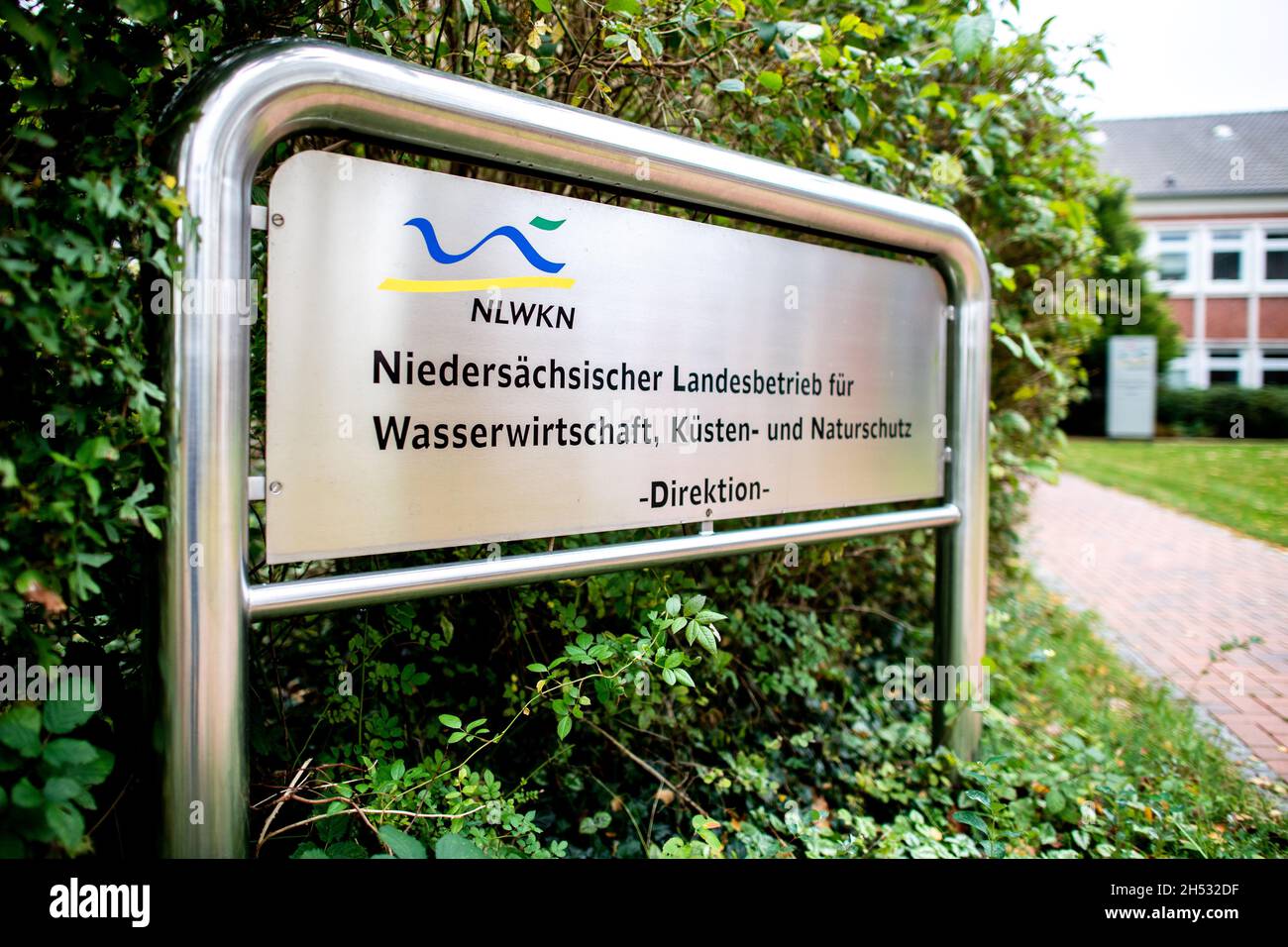 Norden, Germany. 06th Nov, 2021. A sign with the logo of the NLWKN ...