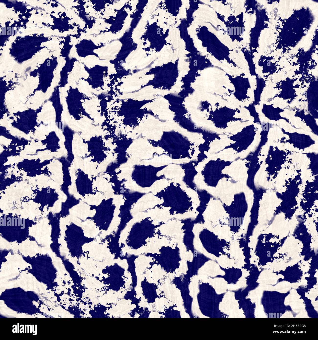 Seamless indigo distorted mottled texture. Blue woven boro cotton dyed ...