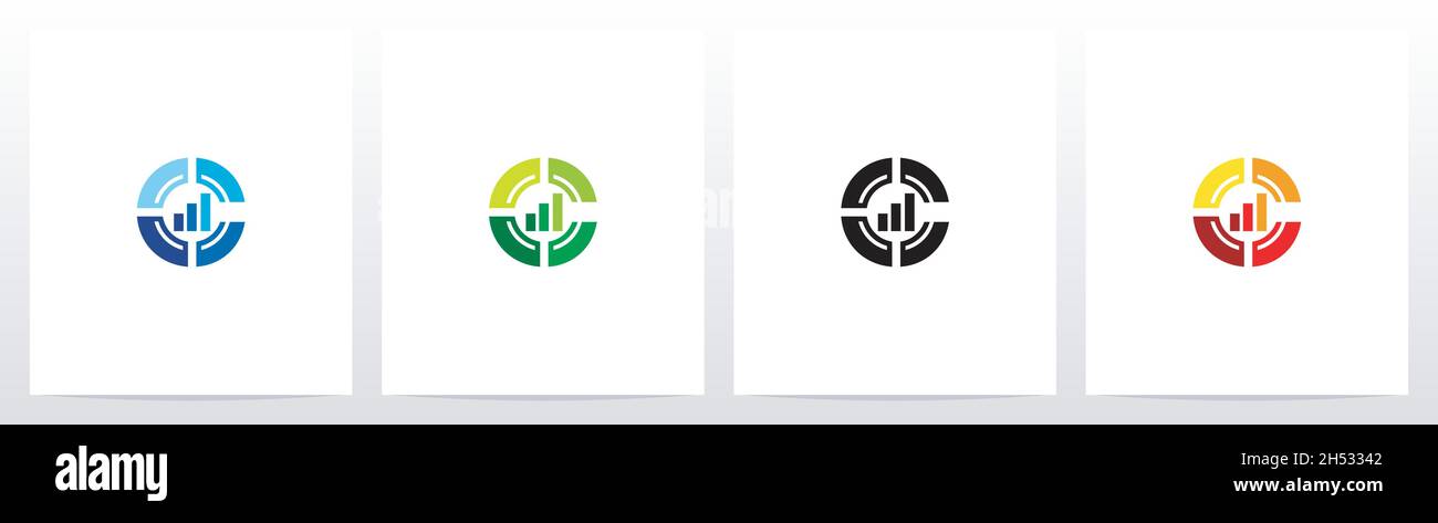 Bar Chart And Crosshair On Letter Logo Design C Stock Vector Image ...