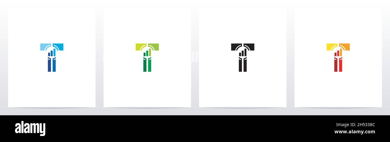 Bar Chart And Crosshair On Letter Logo Design T Stock Vector Image ...