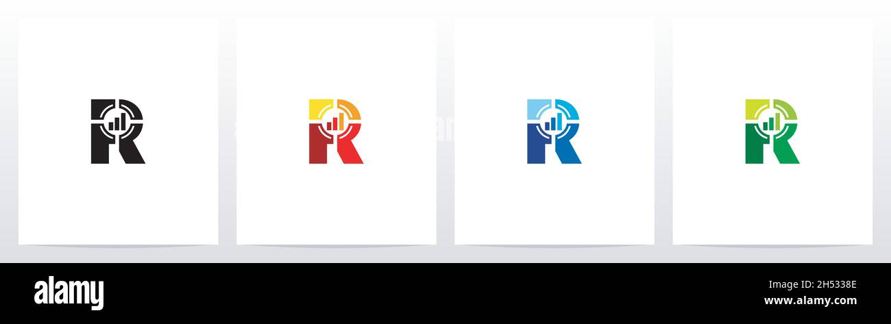 Bar Chart And Crosshair On Letter Logo Design R Stock Vector Image ...