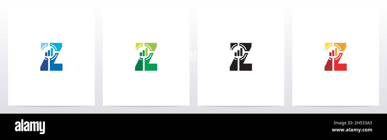 Bar Chart And Crosshair On Letter Logo Design Z Stock Vector Image ...