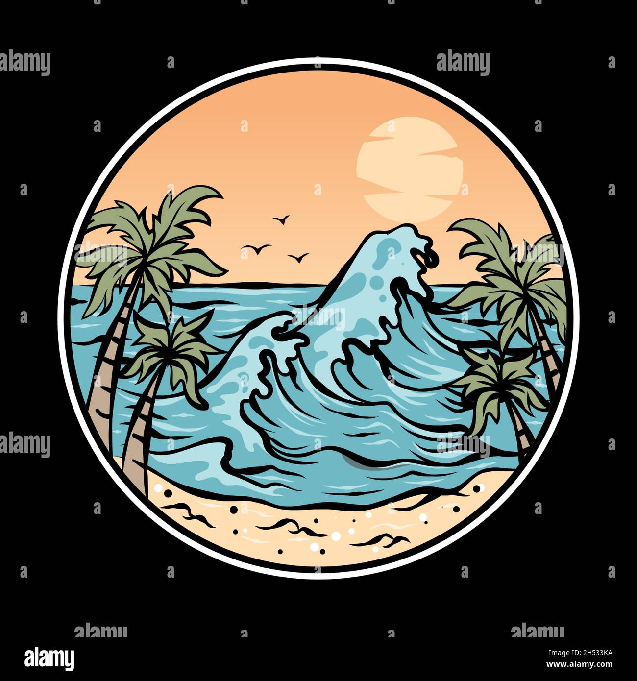 SUMMER BEACH STICKER ILLUSTRATION Stock Vector Image & Art - Alamy