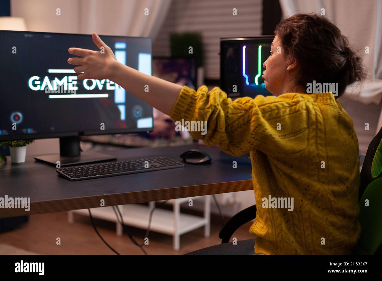 Angry competitive losing space shooter videogames during online ...