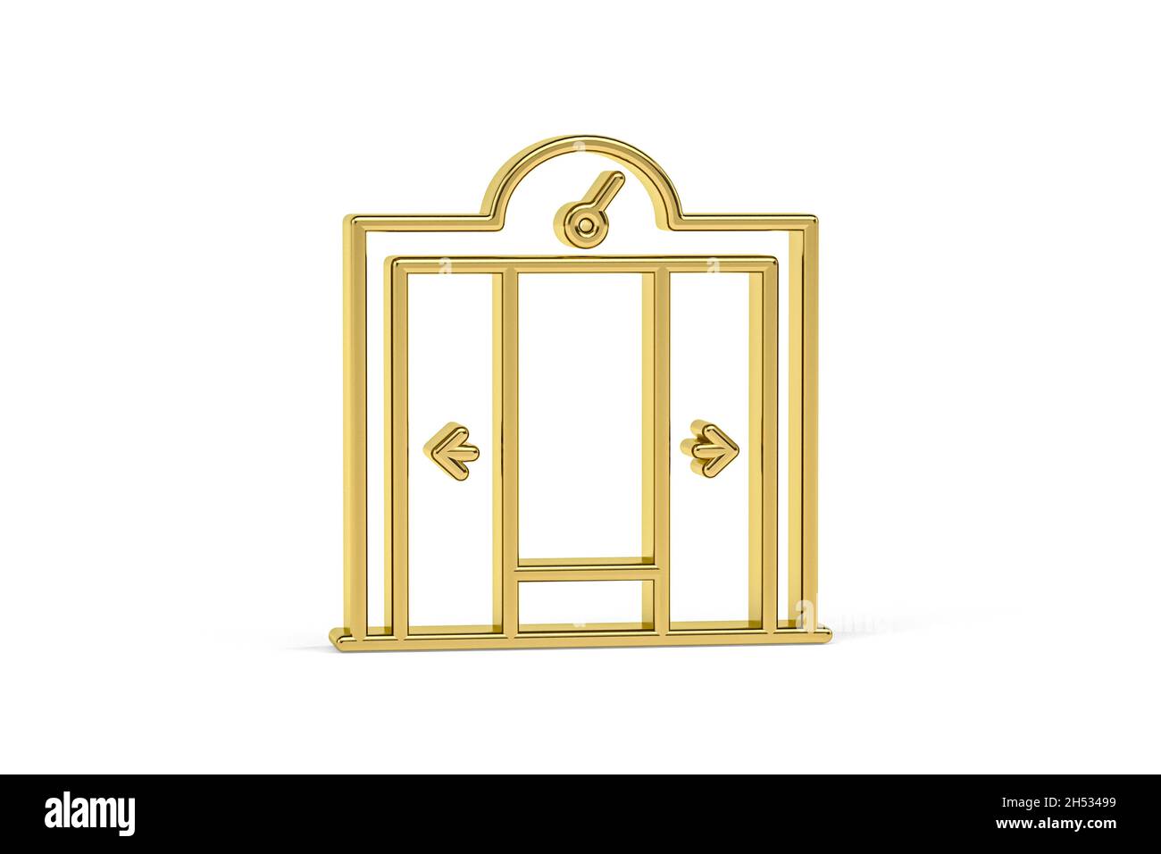 Golden 3d lift icon isolated on white background - 3d render Stock ...