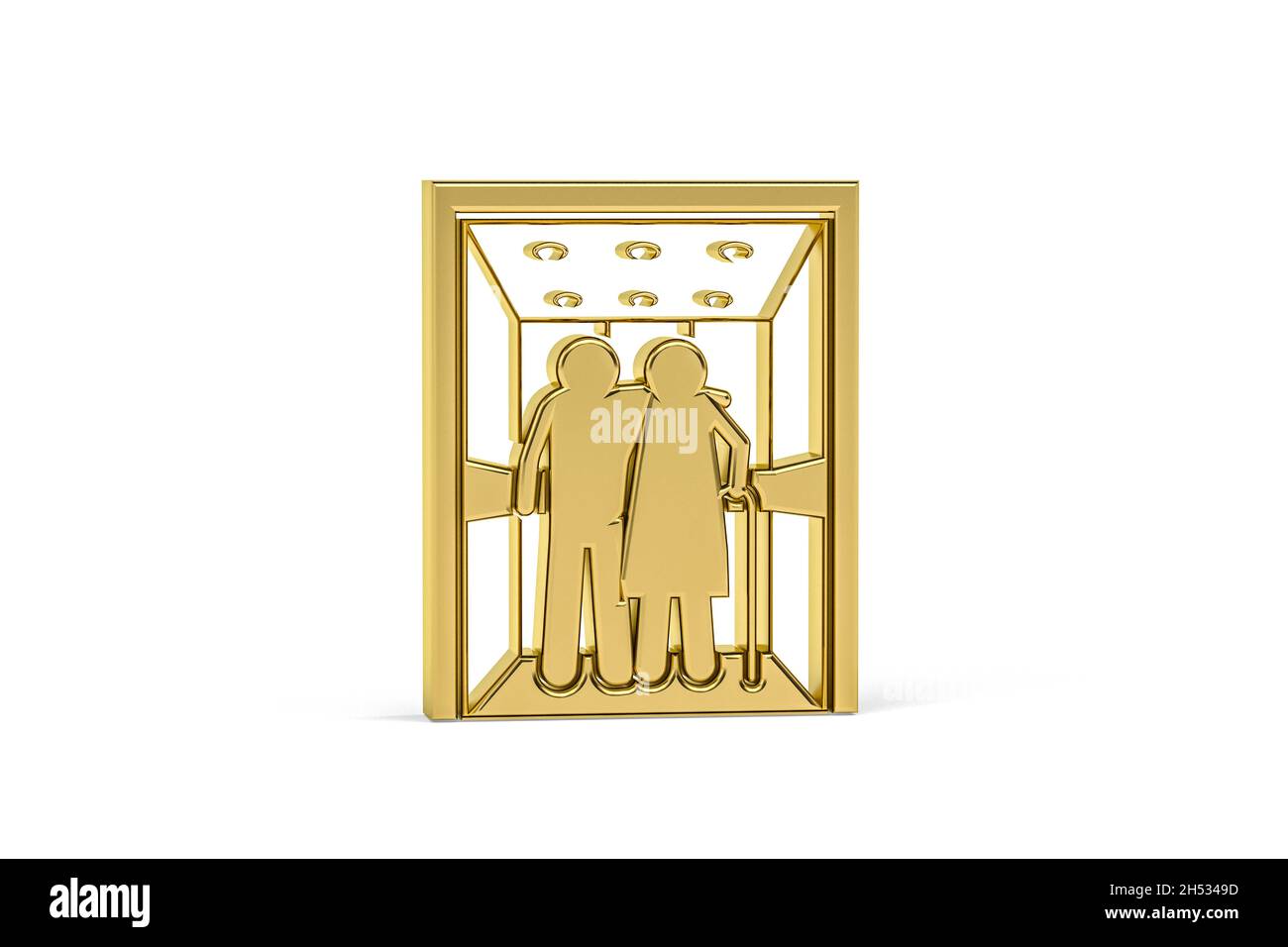 Golden 3d lift icon isolated on white background - 3d render Stock ...