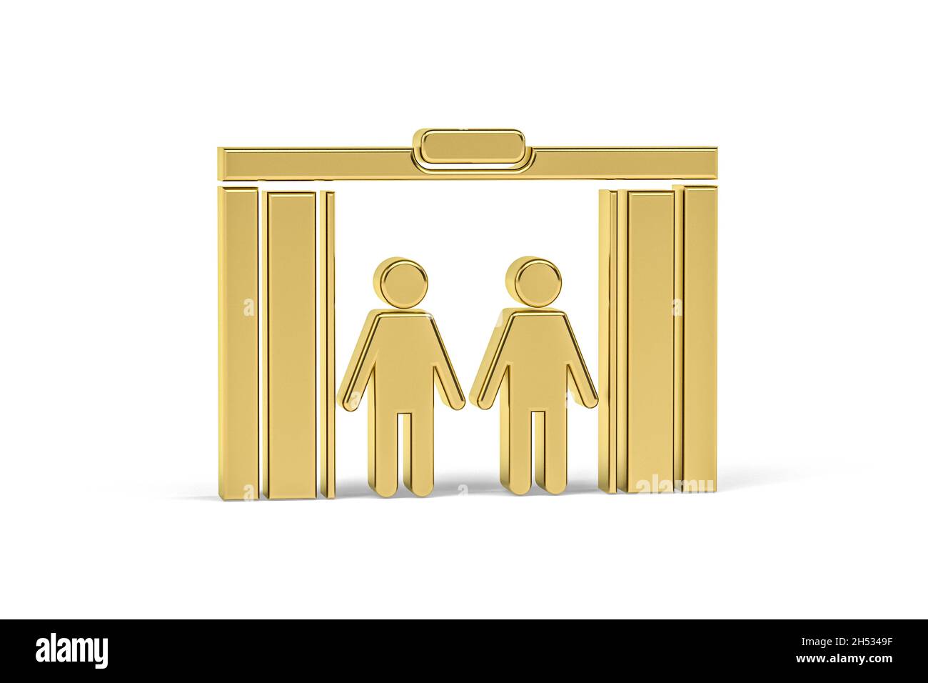 Golden 3d lift icon isolated on white background - 3d render Stock ...