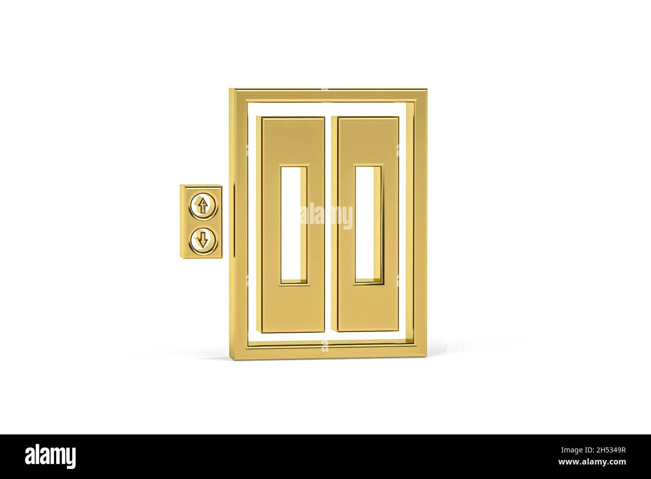 Golden 3d lift icon isolated on white background - 3d render Stock ...