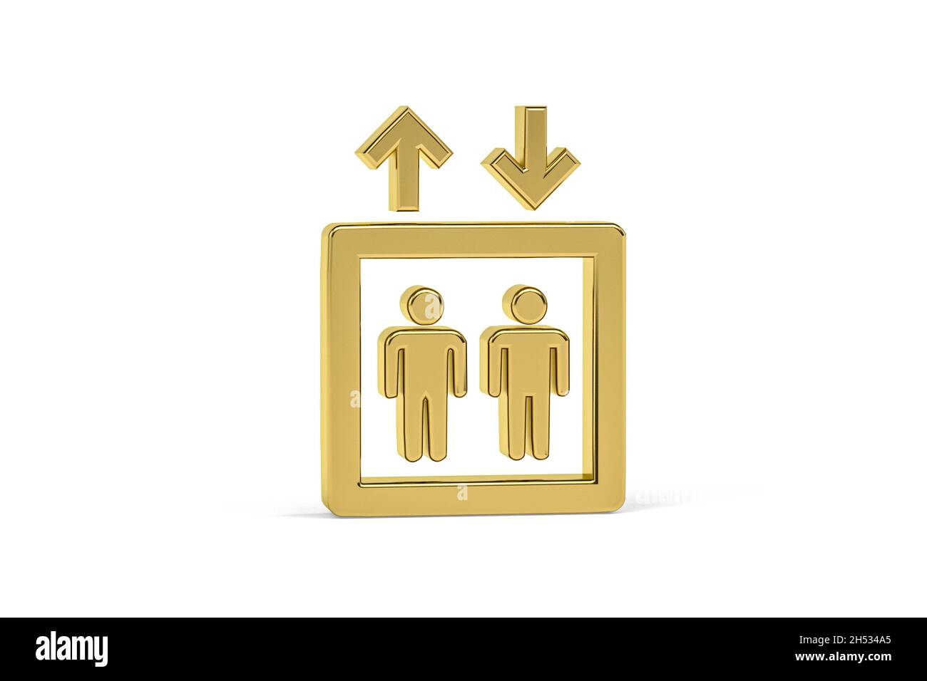 Golden 3d lift icon isolated on white background - 3d render Stock ...
