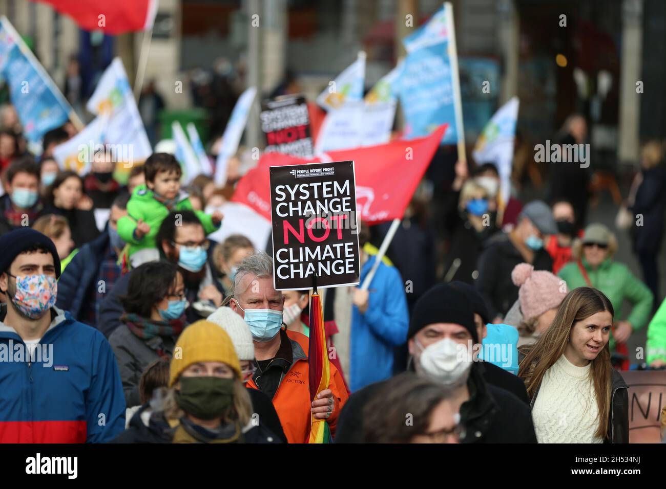 People take part in a climate change protest in Dublin. Picture date ...